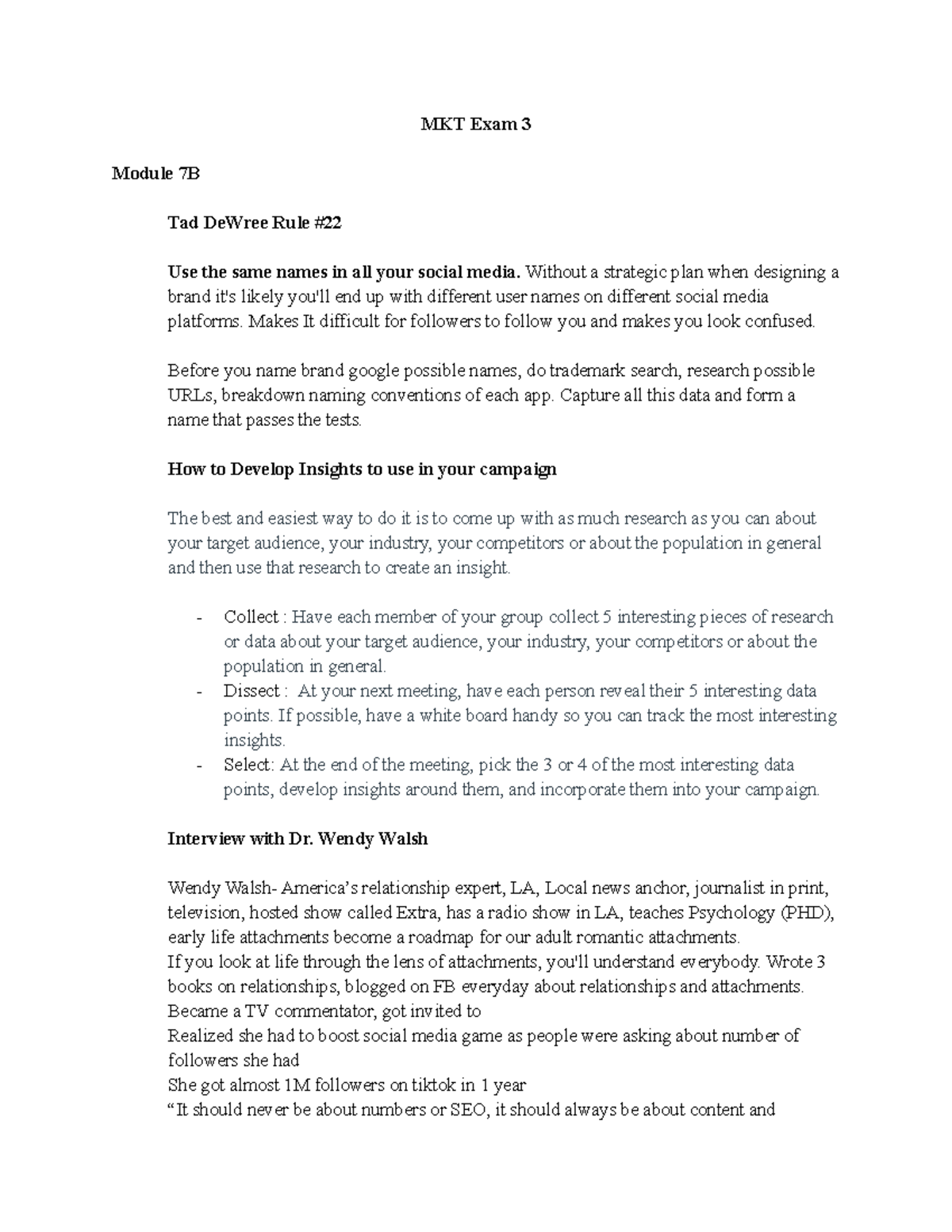 MKT Exam 3 - Instructor: Jamie Turner Notes: Exam 3 study guide - MKT ...