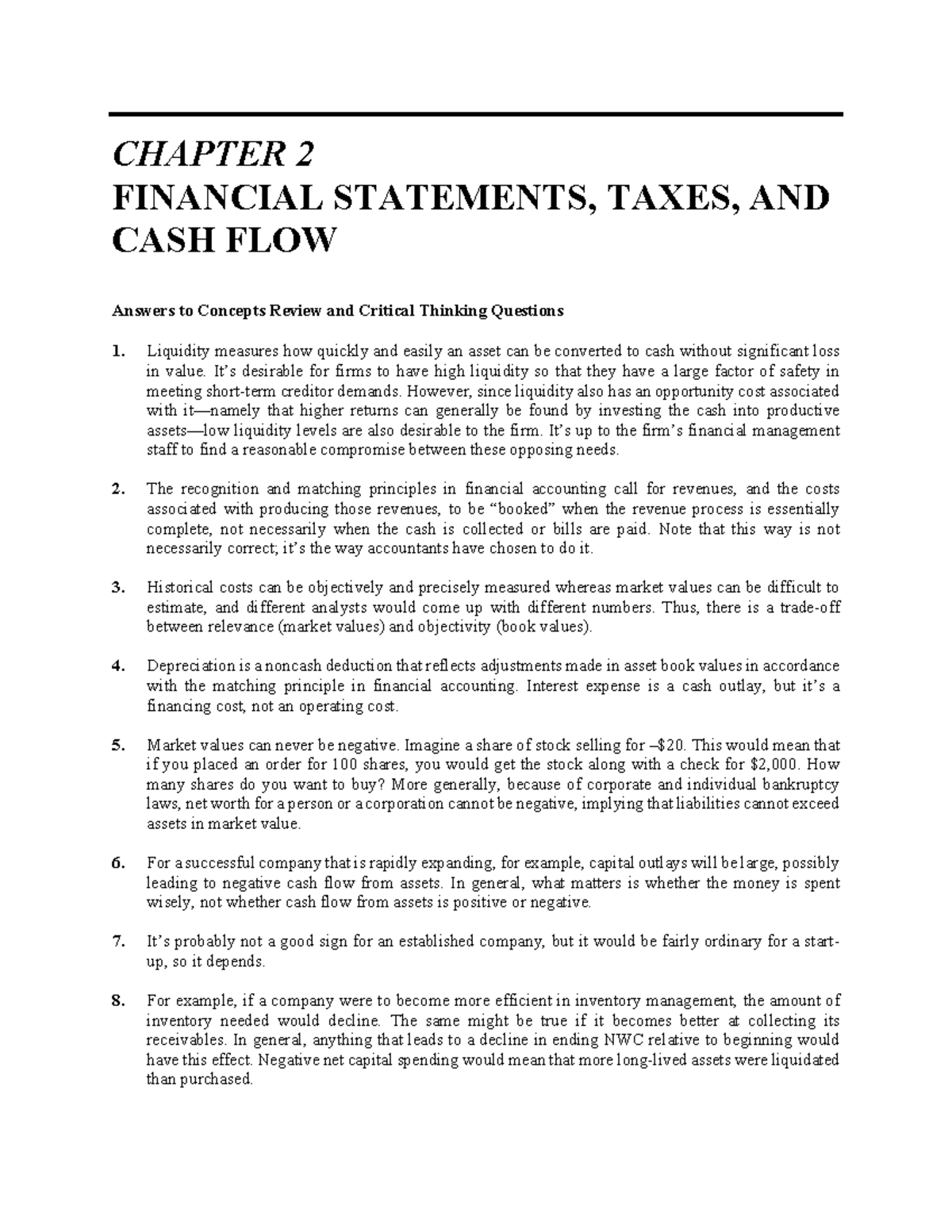 Ross Fundamentals 13e Solutions Chapter 2 - CHAPTER 2 FINANCIAL ...