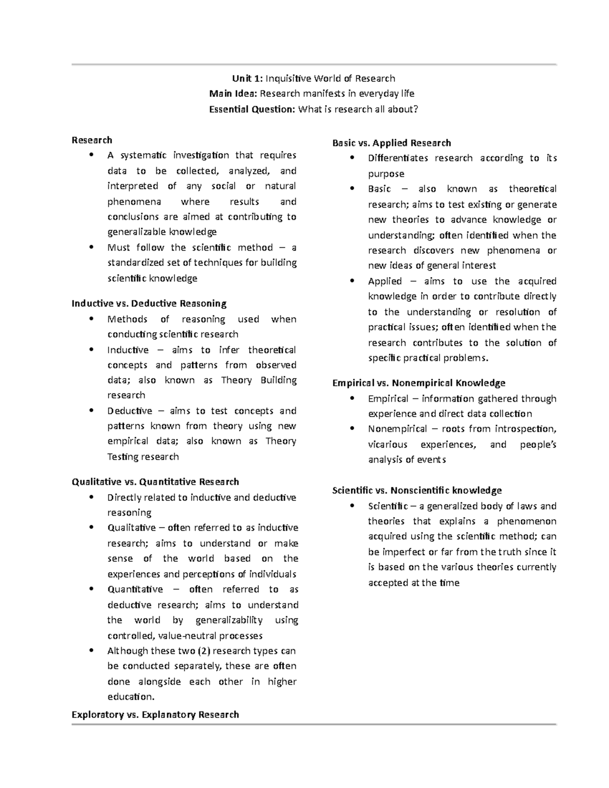 Introduction about Research - Unit 1: Inquisitive World of Research ...