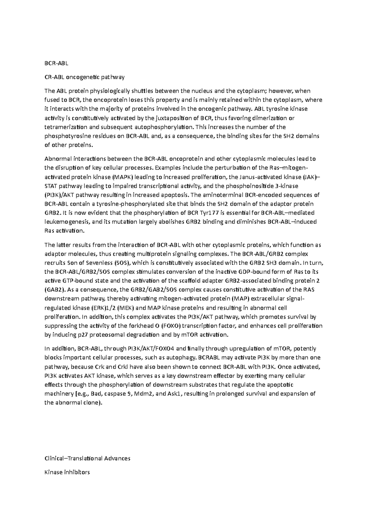 Cell signalling BCR-ABL pathway - BCR-ABL CR-ABL oncogenetic pathway ...