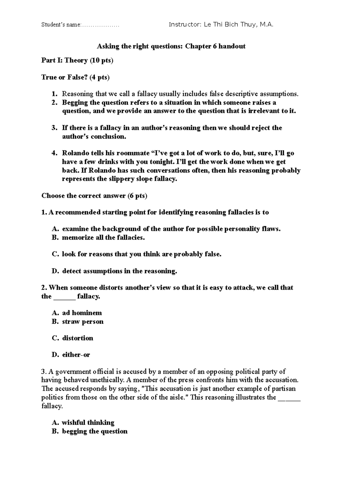 Chapter-6- Handout - Exercises to practice for chapter 6 - asking the ...