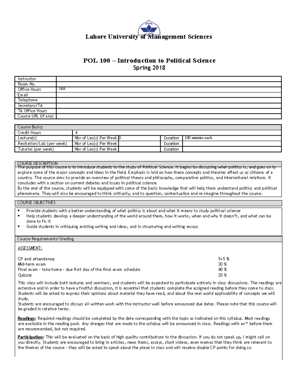 Pol+100+-+course+outline - Lahore University of Management Sciences POL ...