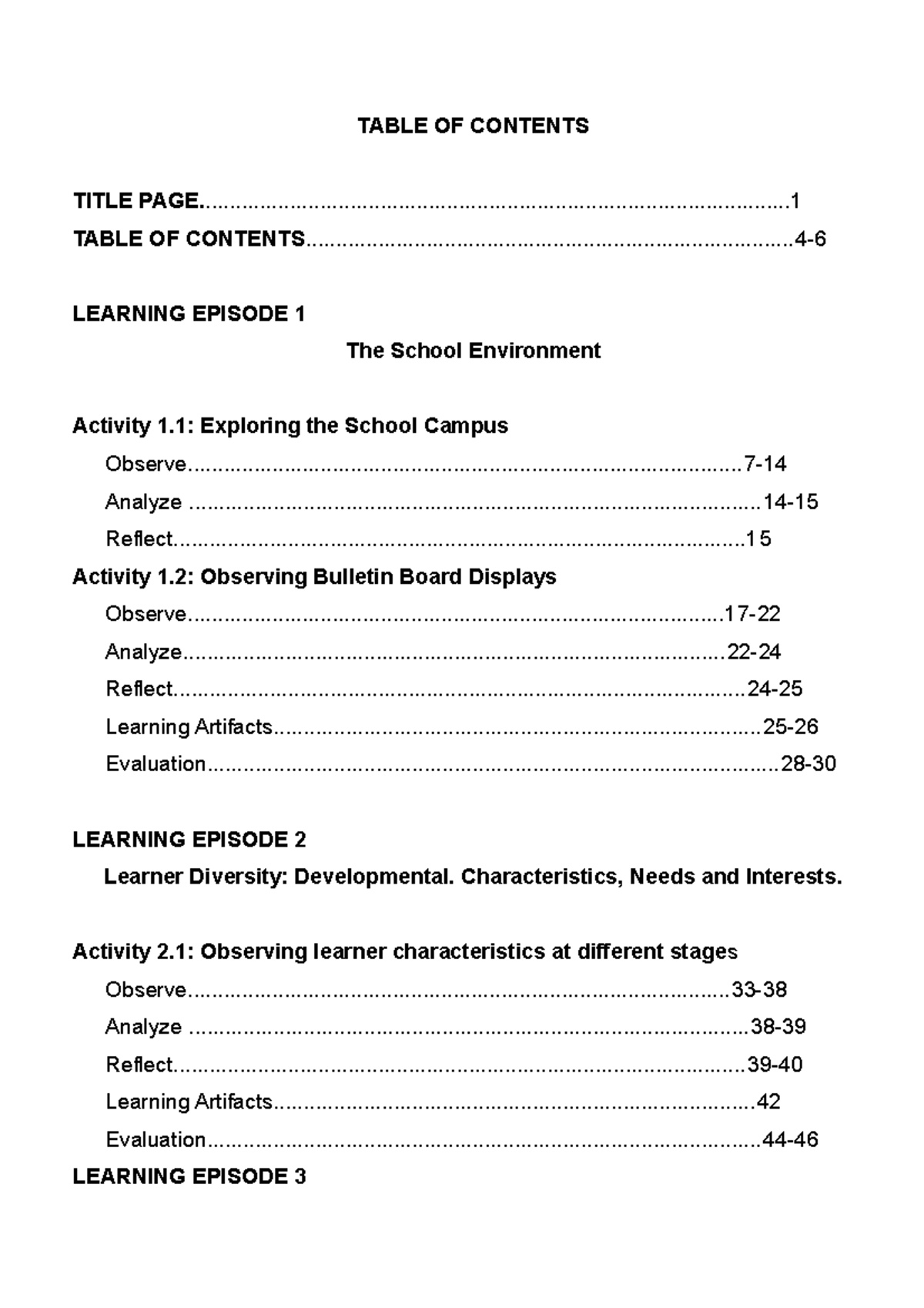 Table-OF- Contents - Table of content - TABLE OF CONTENTS TITLE - Studocu