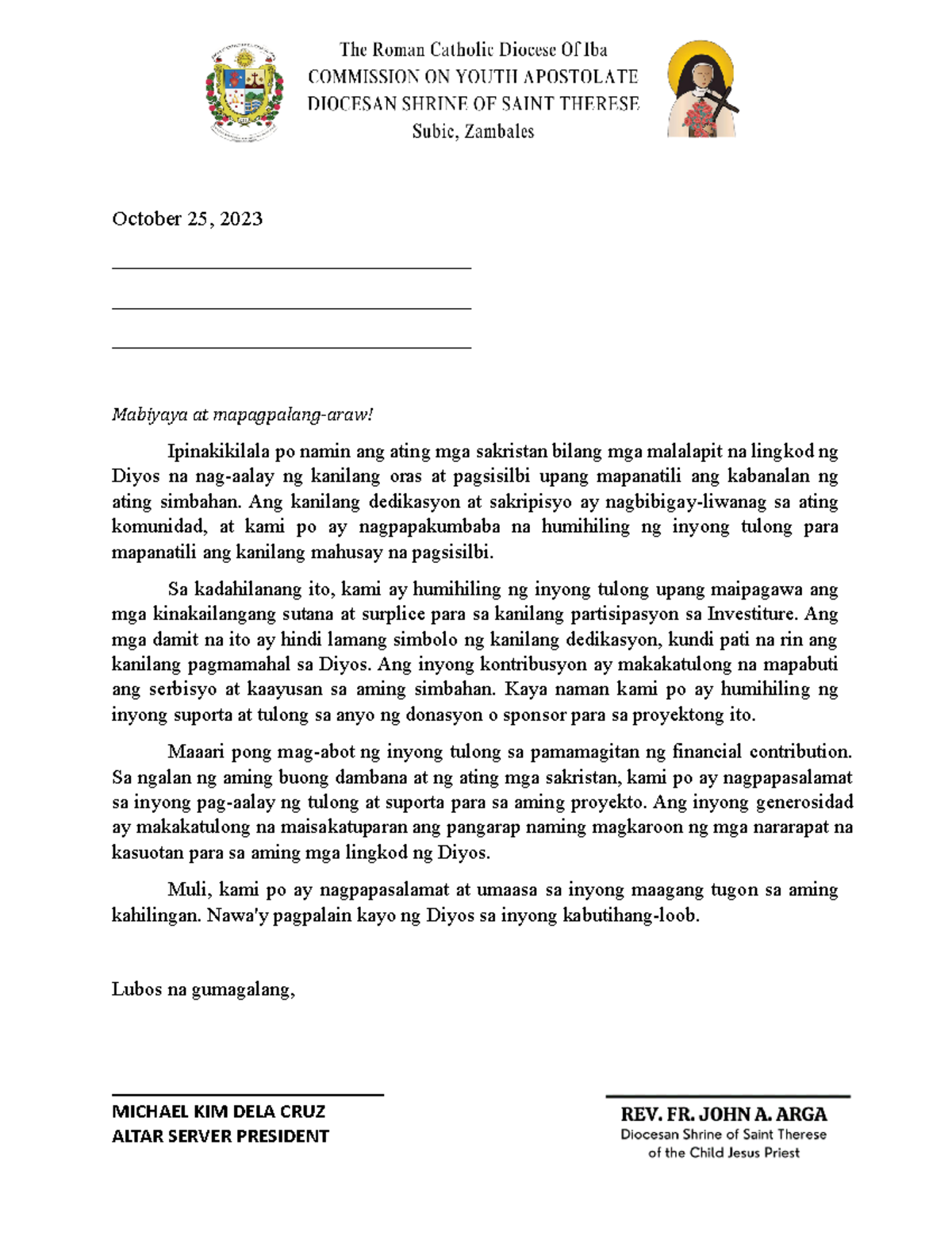 ASM- Solicitation- Letter - October 25, 2023 _________________________________ - Studocu