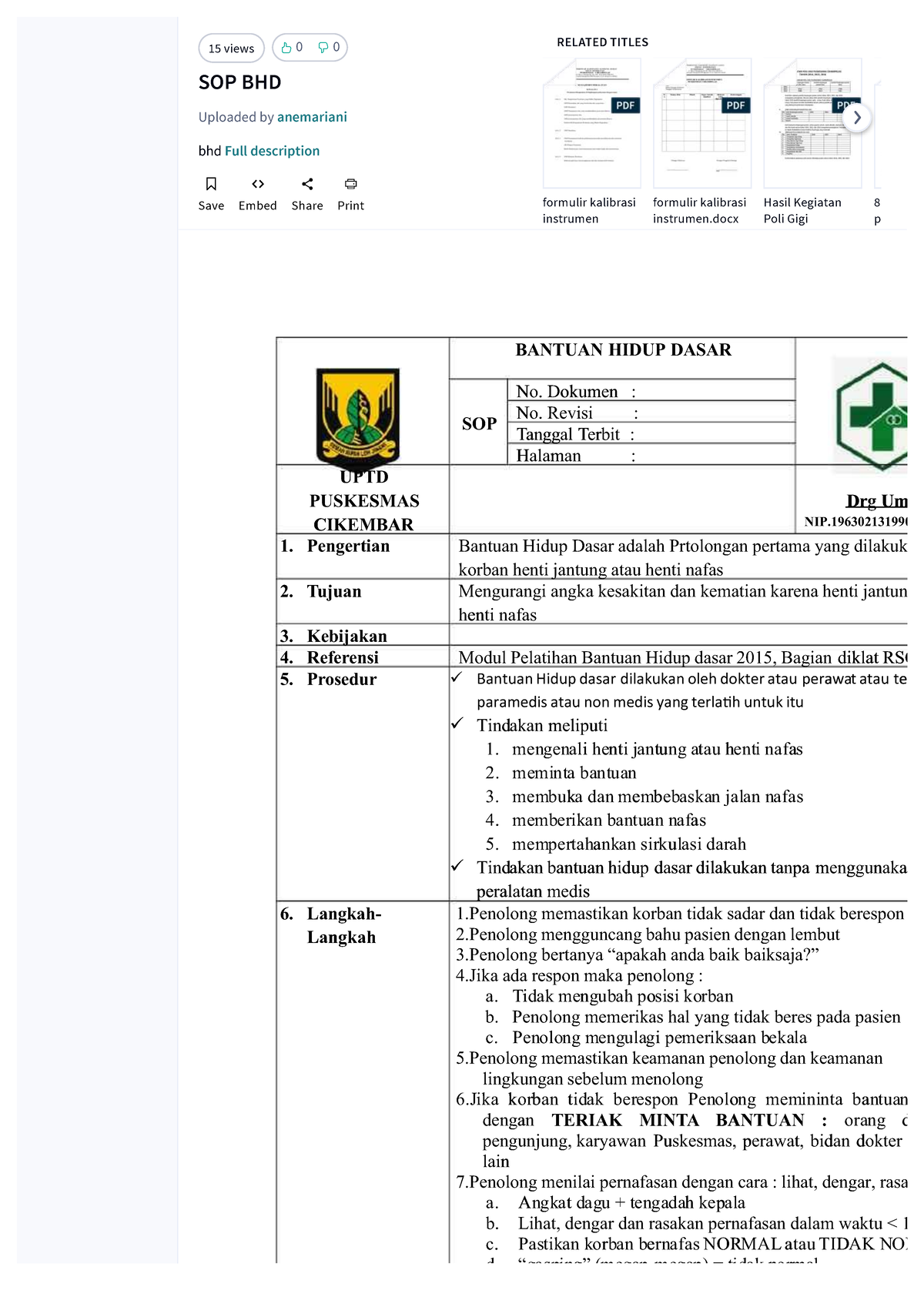 Pdf-sop-bhd compress - Bantuan dasar hidup - SOP BHD Uploaded by anemariani bhd Full description ...