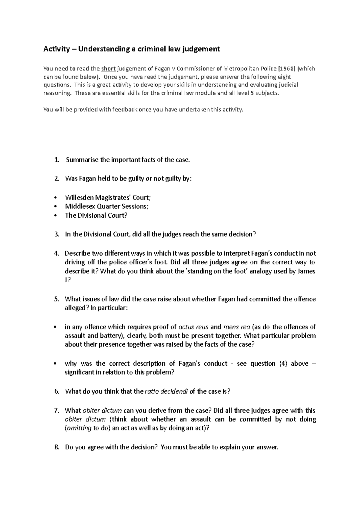 Introductory judgement exercise - Activity – Understanding a criminal ...