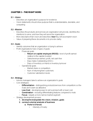 Chapter 1 - Study guide - Chapter 1 Management: “Right Work, Done Well ...
