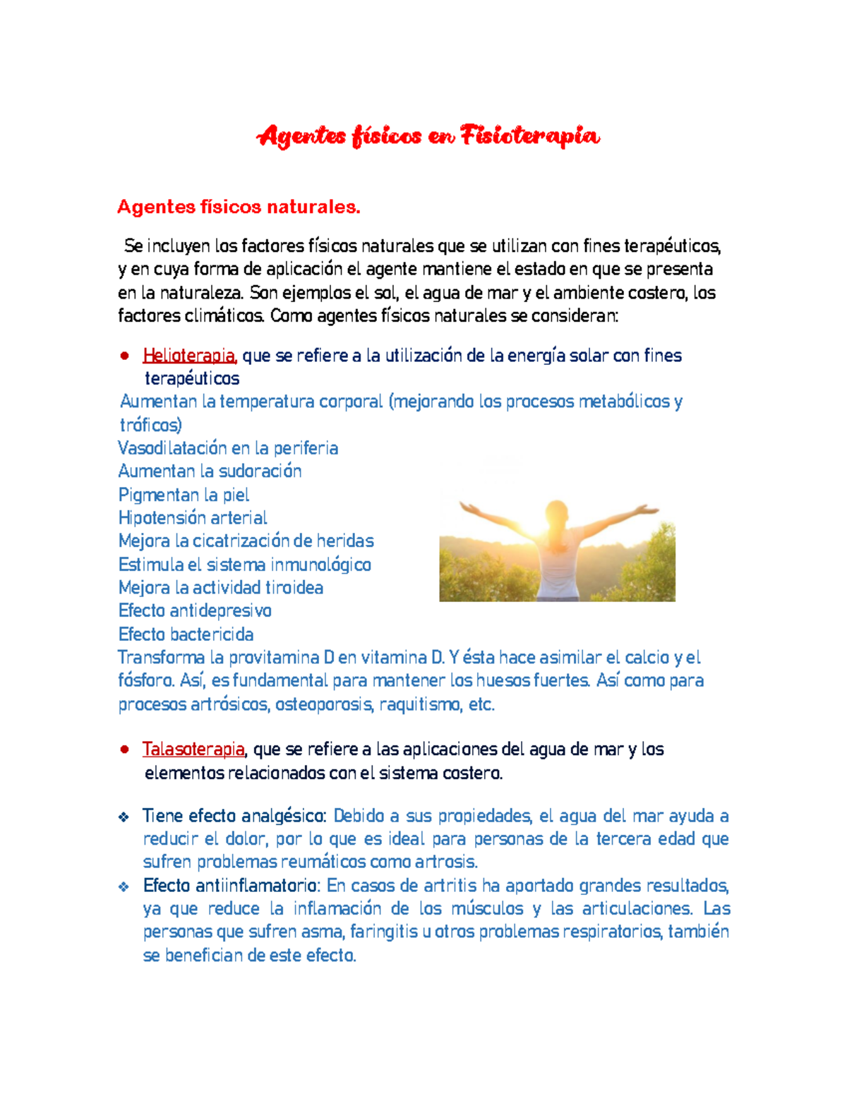 Agentes físicos de fisioterapias - Agentes físicos naturales. Se ...