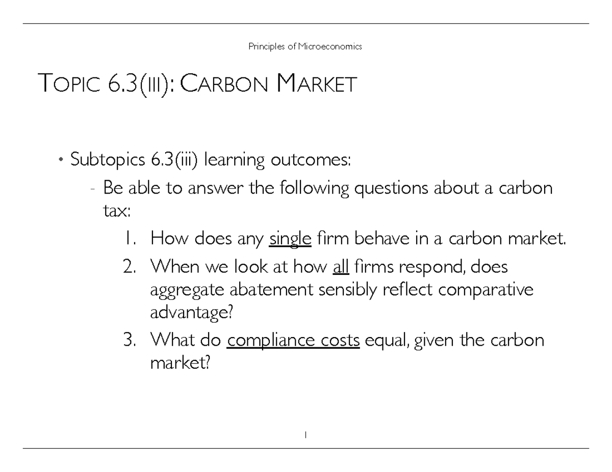 Econ103 Topic 6 - Subtopics 6(iii) learning outcomes: Be able to answer ...