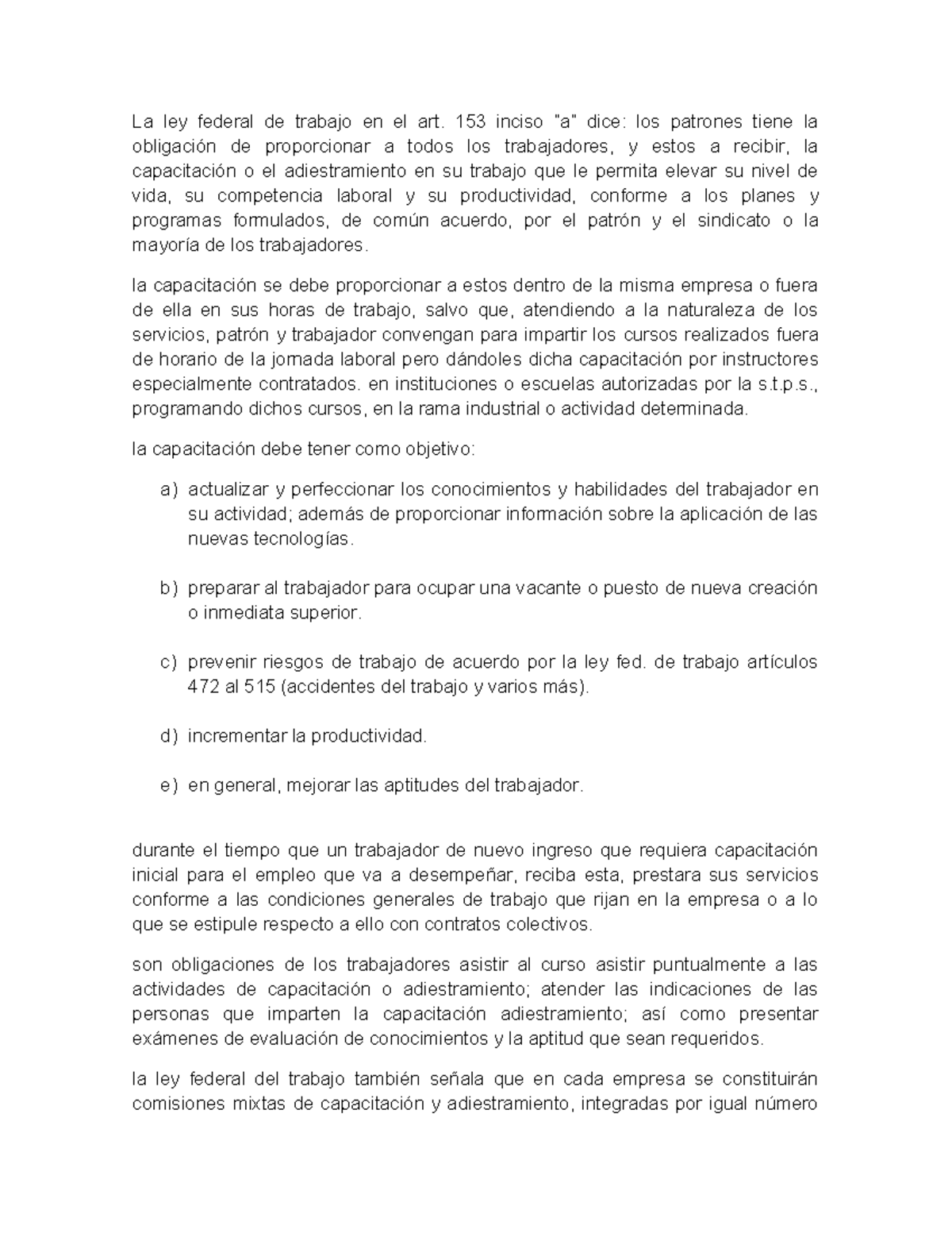 Ley Federal del Trabajo - La ley federal de trabajo en el art. 153 ...
