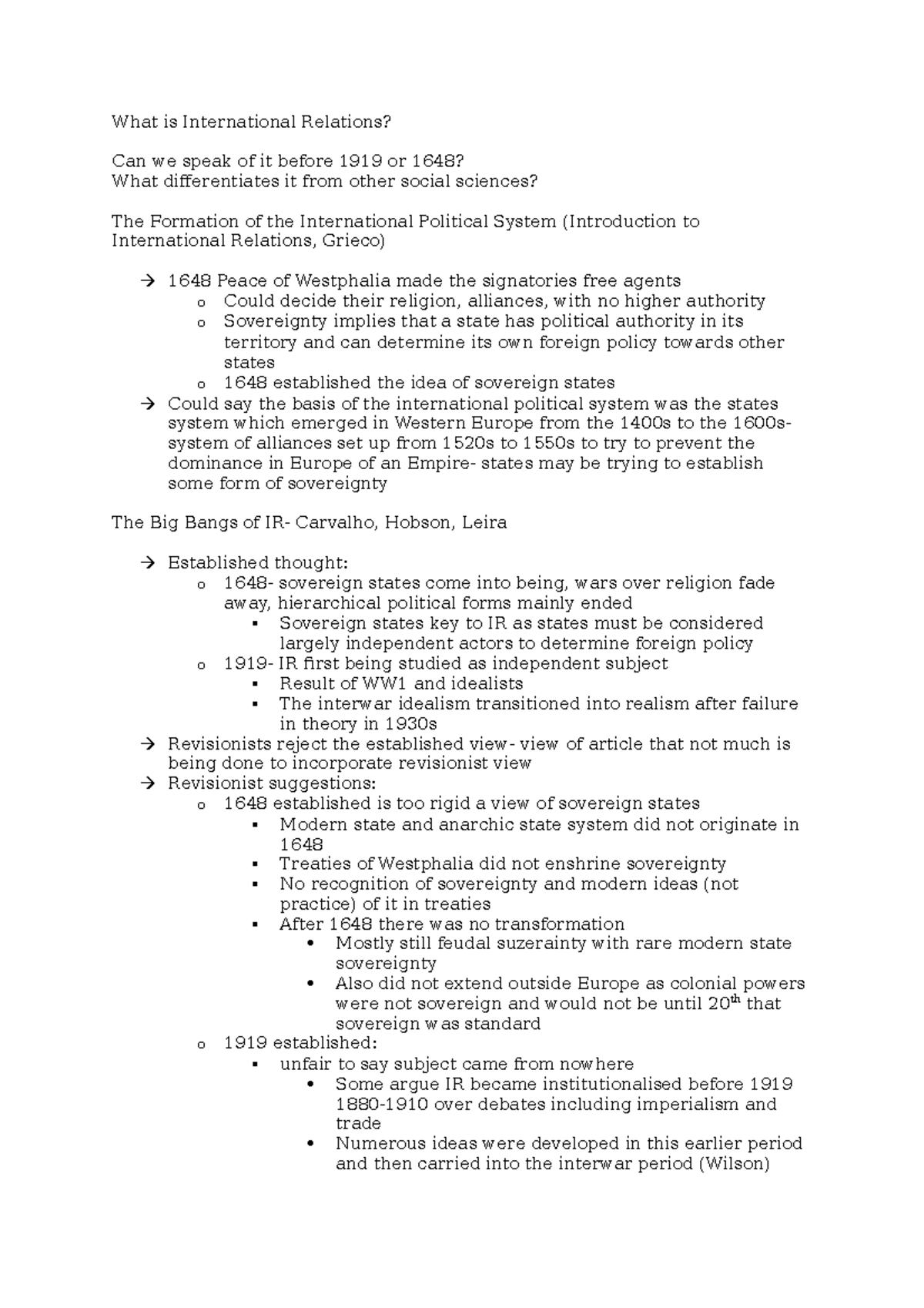 IR 100 What is IR - First Lecture Summary - What is International ...