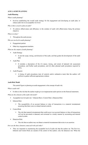 MNA Audit Planning - Discussion Questions: What is planning in the ...