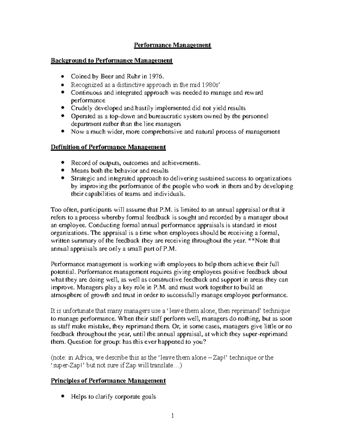 4.Performance Management Notes - Performance Management Background to ...