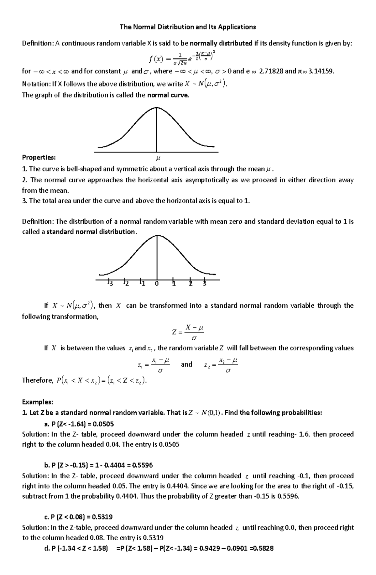 The Normal Distribution and Its Applications - The Normal Distribution ...