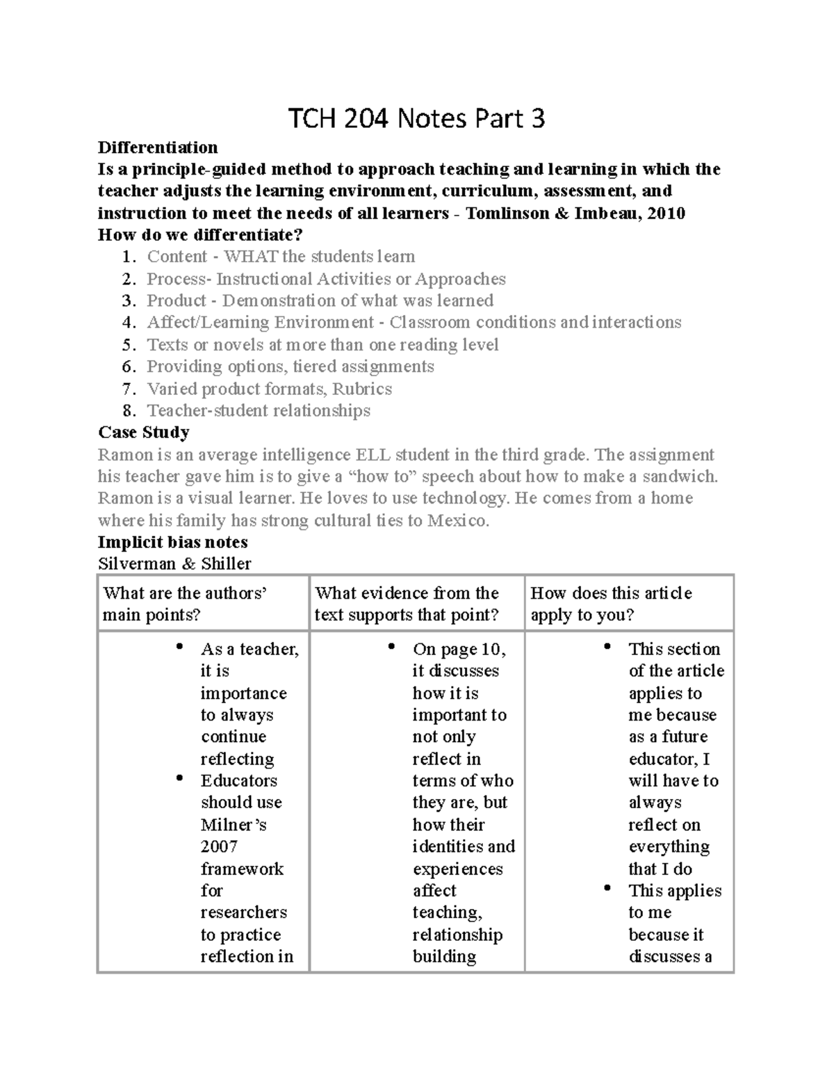 TCH 204 Notes Part 3 - TCH 204 Notes Part 3 Differentiation Is a ...