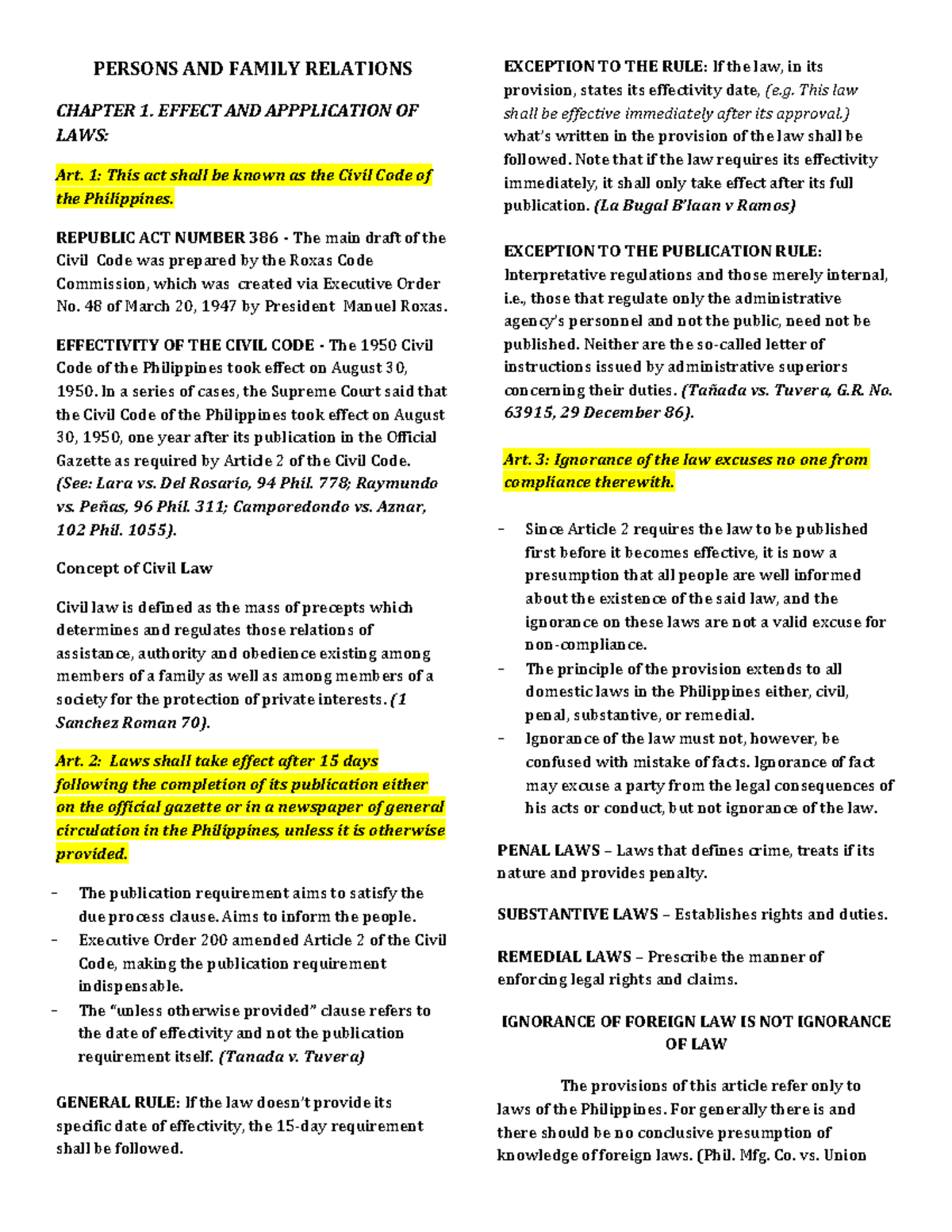 Persons AND Family Relations - PERSONS AND FAMILY RELATIONS CHAPTER 1 ...