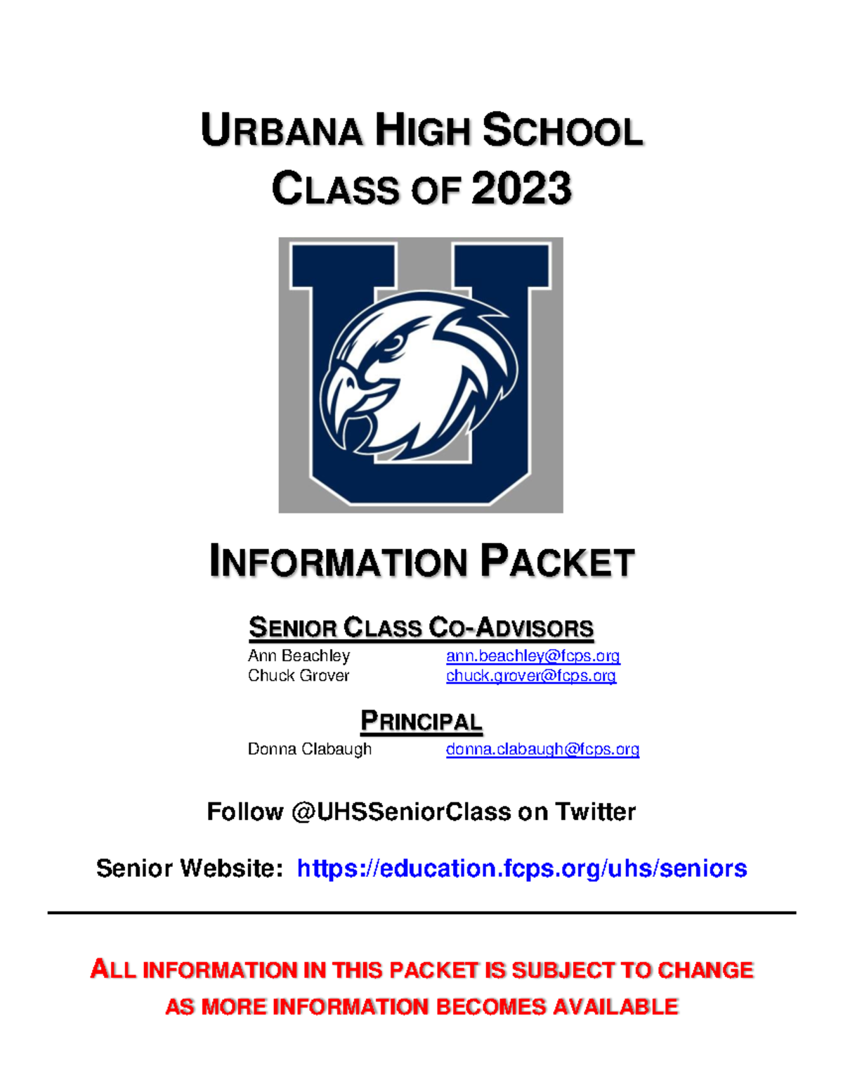 Class of 2023 Info Packet - URBANA HIGH SCHOOL CLASS OF 2023 ...