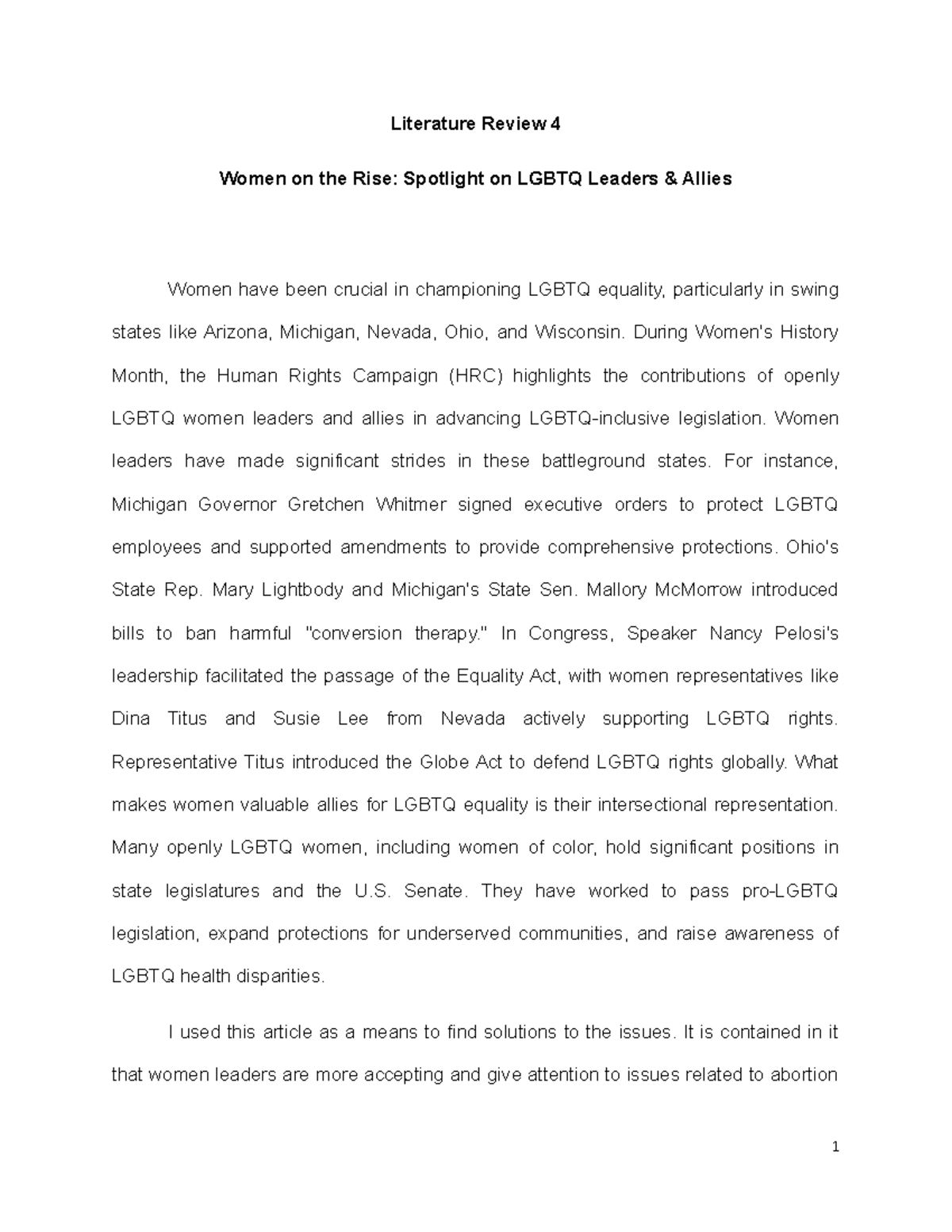 Literature Review 4 - During Women's History Month, the Human Rights ...