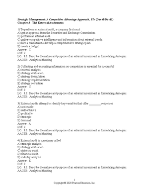 Chapter 1 - Question Bank - Strategic Management: A Competitive ...
