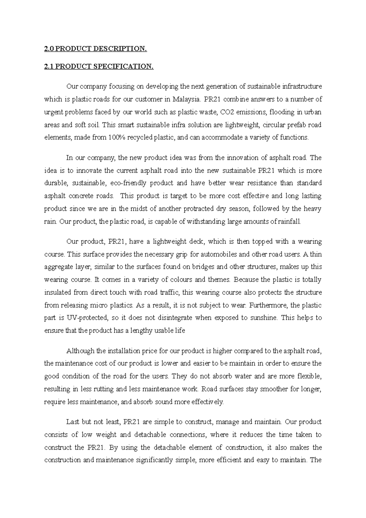 2.0 Product OR Service Description - 2 PRODUCT DESCRIPTION. 2 PRODUCT ...