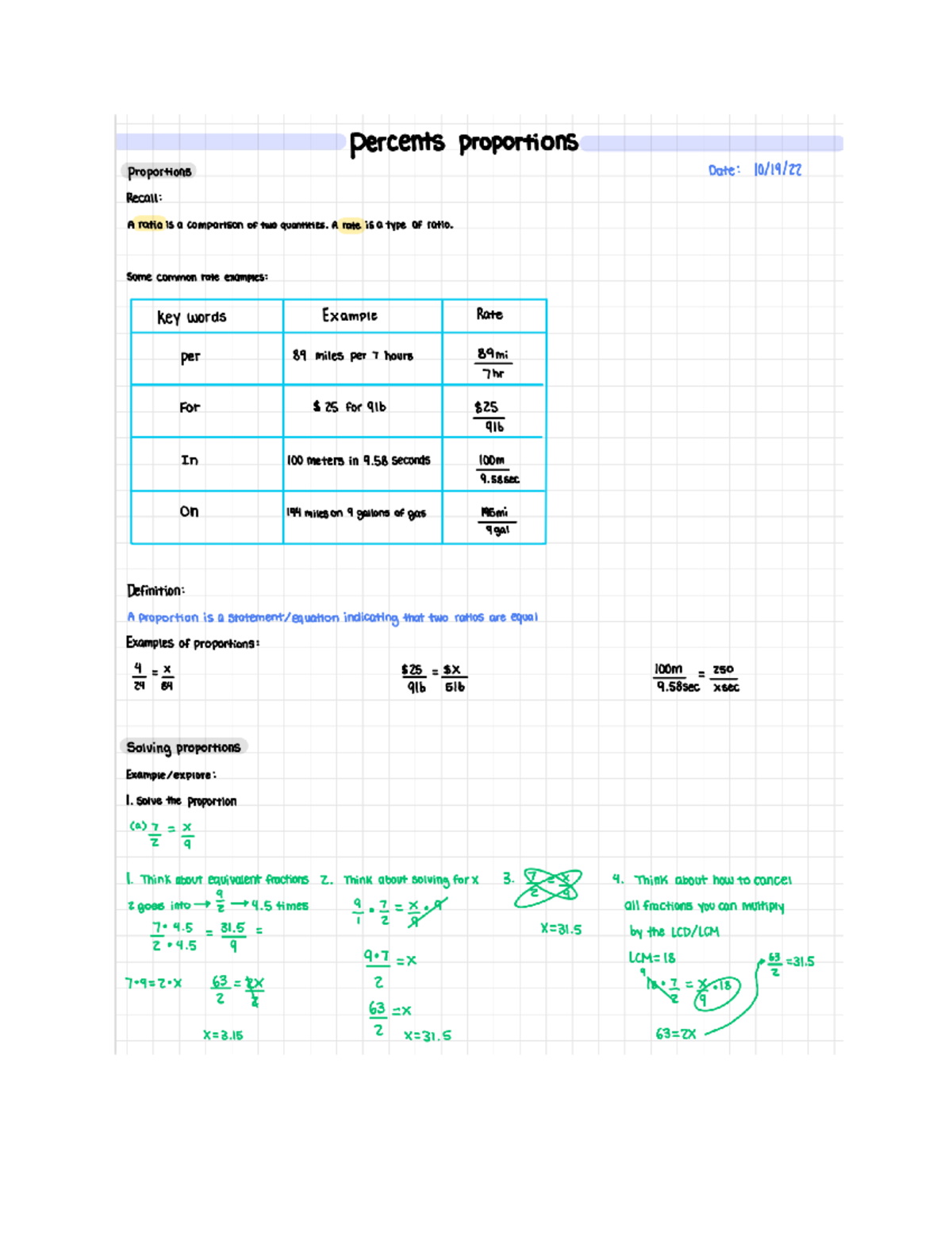 Percents Proportions - MATH 1300 - Studocu