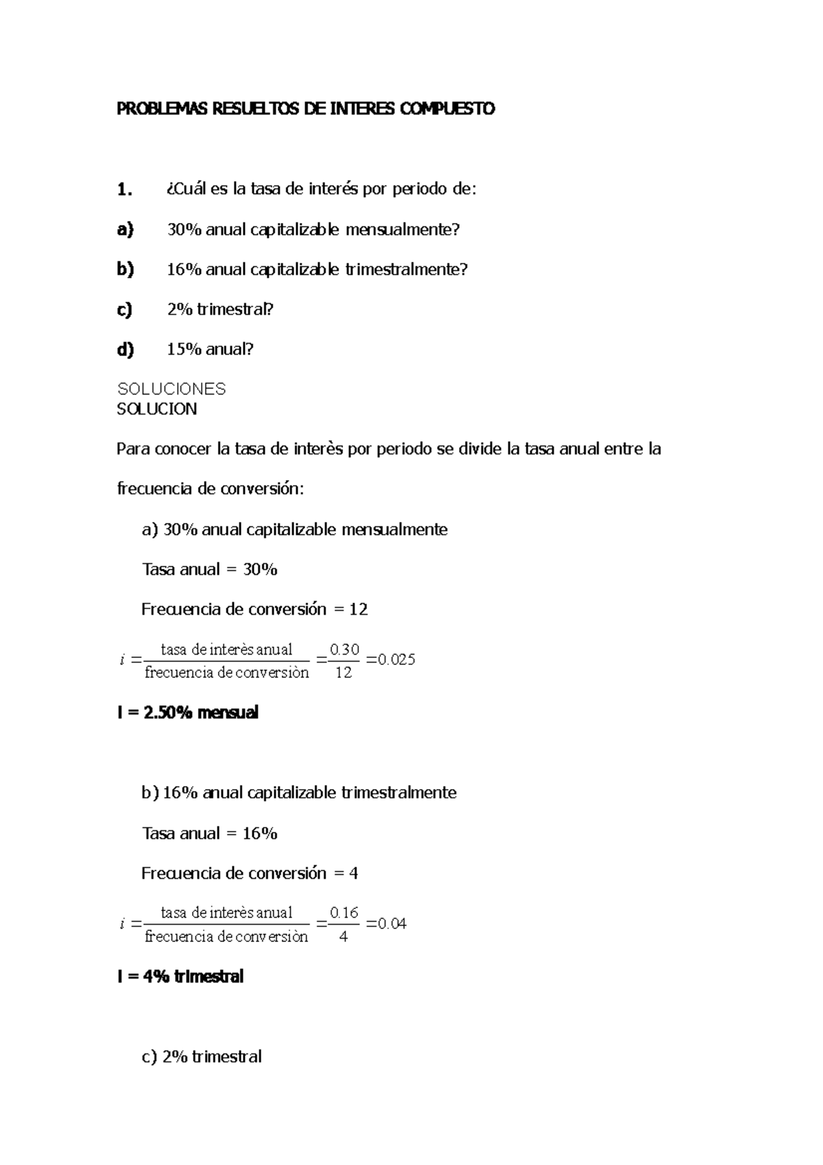 Problemas Resueltos DE Interes Compuesto - ####### PROBLEMAS RESUELTOS ...