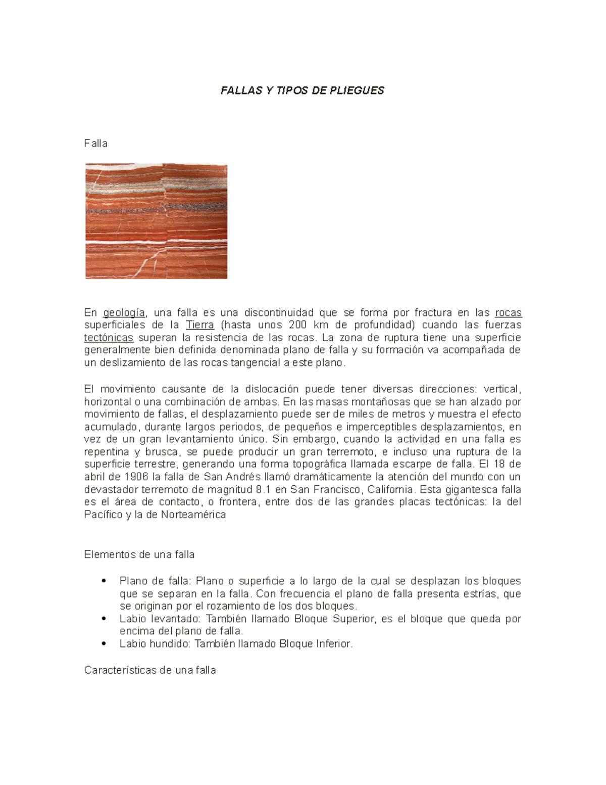 Fallas Y Tipos DE Pliegues - FALLAS Y TIPOS DE PLIEGUES Falla En ...