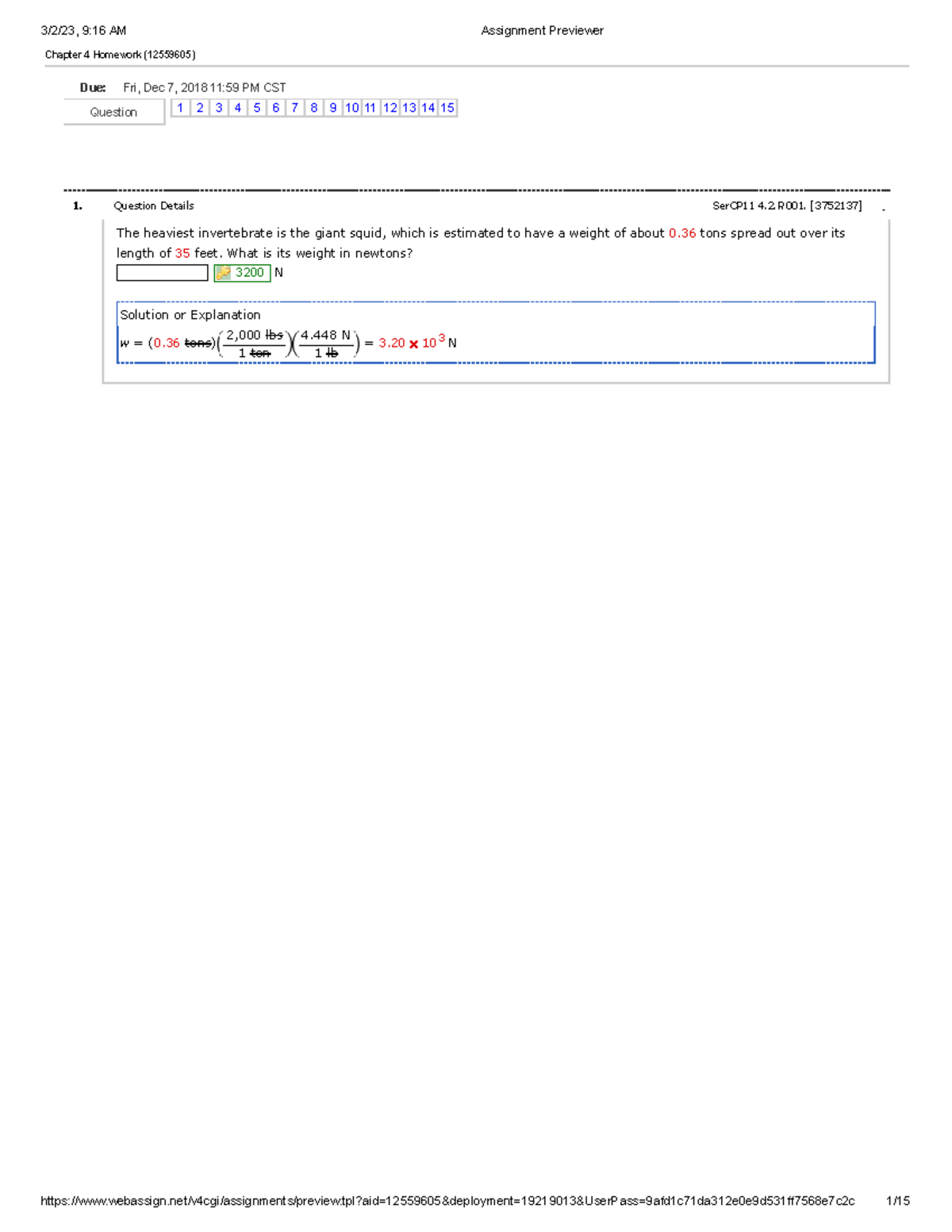 Assignment Previewer 77 - Question 1 2 3 4 5 6 7 8 9 10 11 12 13 14 15 Chapter 4 Homework ...