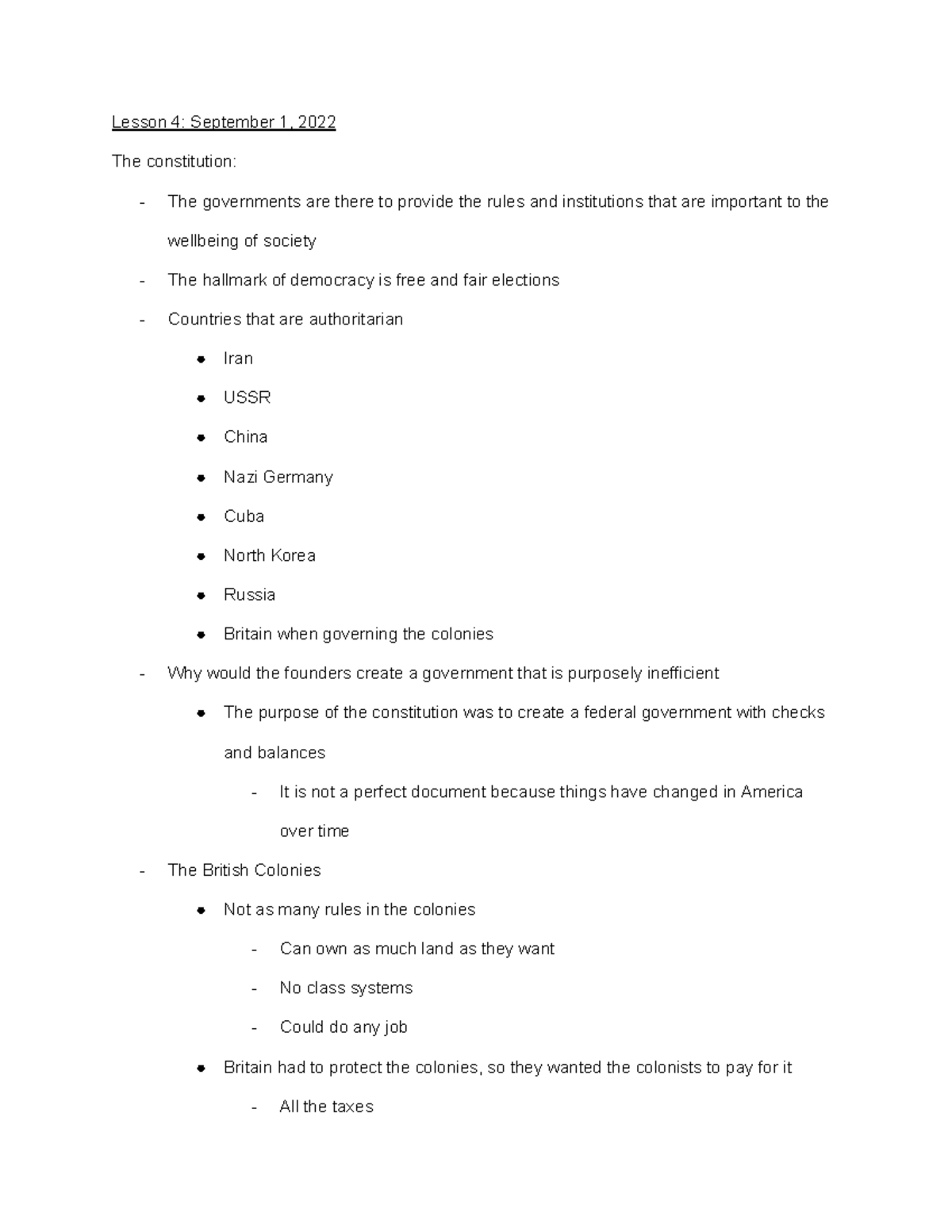 POLI 100 -Lesson 4 (The Constitution) - Lesson 4: September 1, 2022 The ...