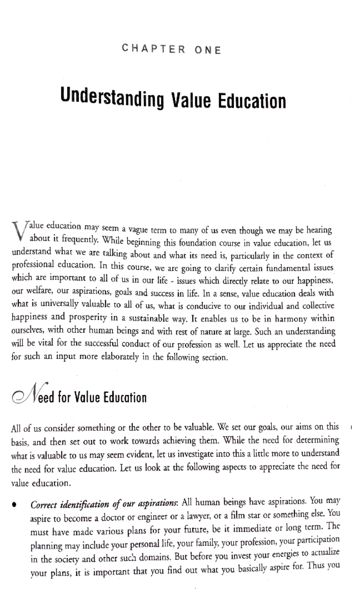 HVPE - UNIT 1 NOTES - CHAPTER ONE Understanding Value Education 7alue ...