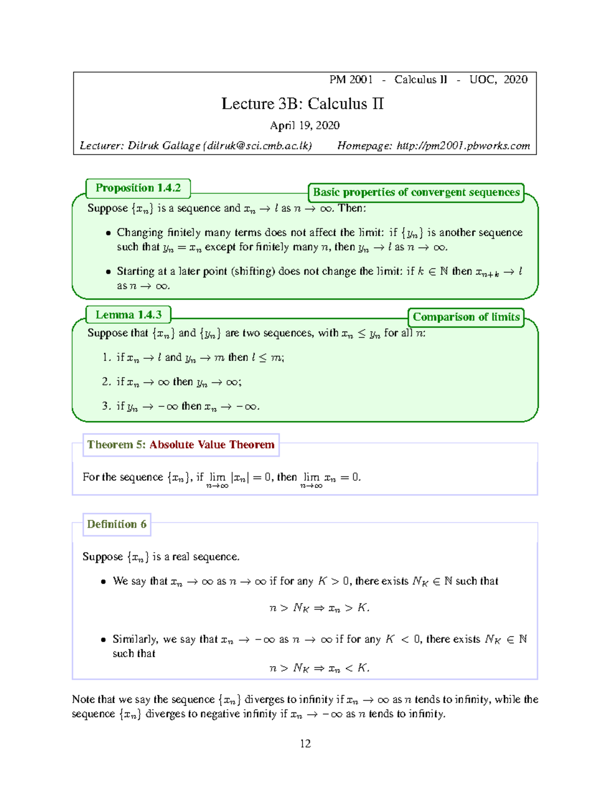 PM2001 Lecture 3B - PM 2001 - Calculus II - UOC, 2020 Lecture 3B ...