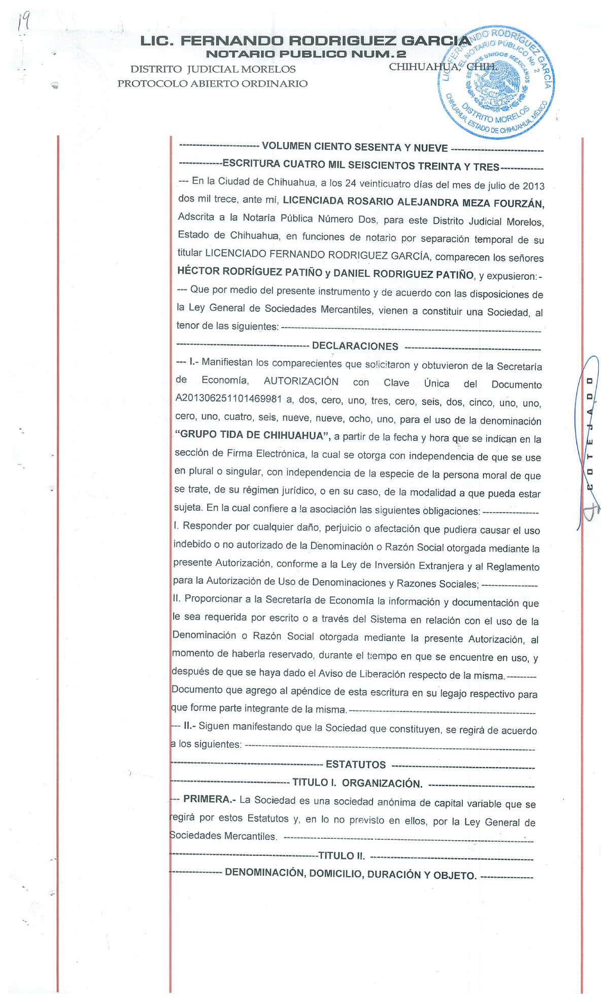 ACTA CONSTITUTIVA DE UNA SOCIEDAD ANÓNIMA - Derecho Mercantil - UABJO - Studocu