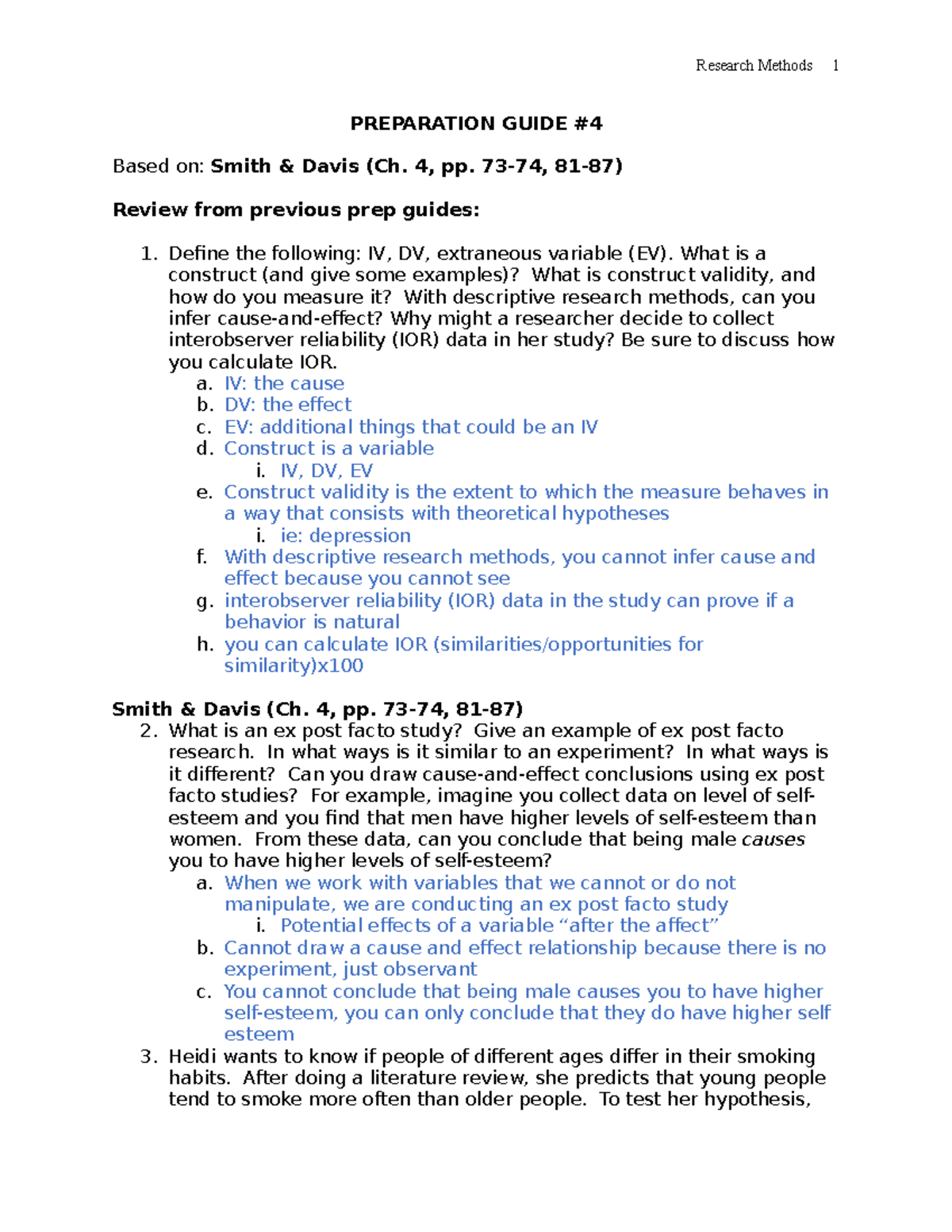 Prep Guide #4 - for bryan saville - Research Methods PREPARATION GUIDE ...