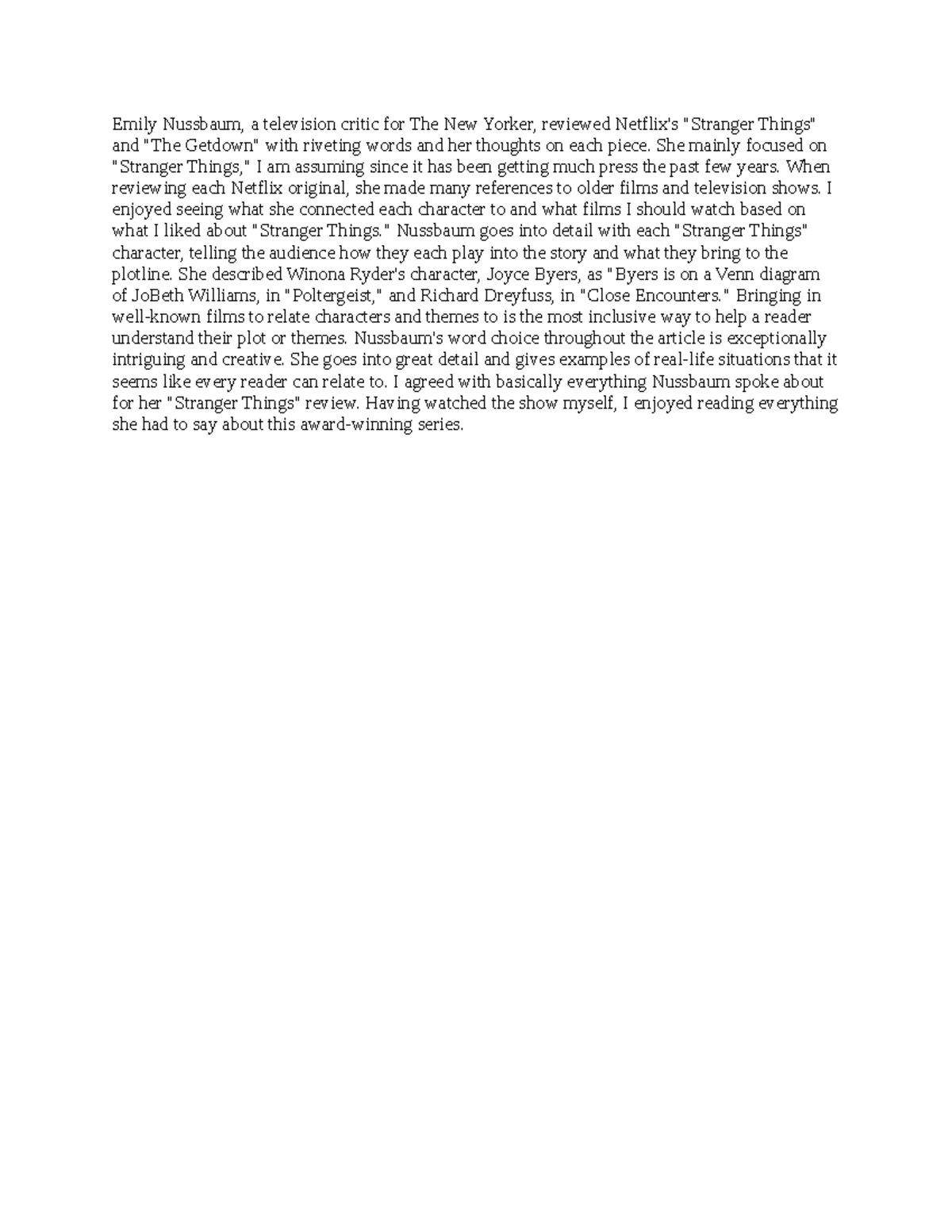 “Stranger Things” and “The Getdown” - Emily Nussbaum, a television ...