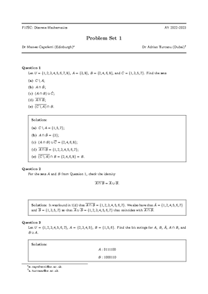 FEA Assignment 1 - Summary Discrete Mathematics - INTRODUCTION TO FINITE ELEMENT ANALYSIS – FALL ...