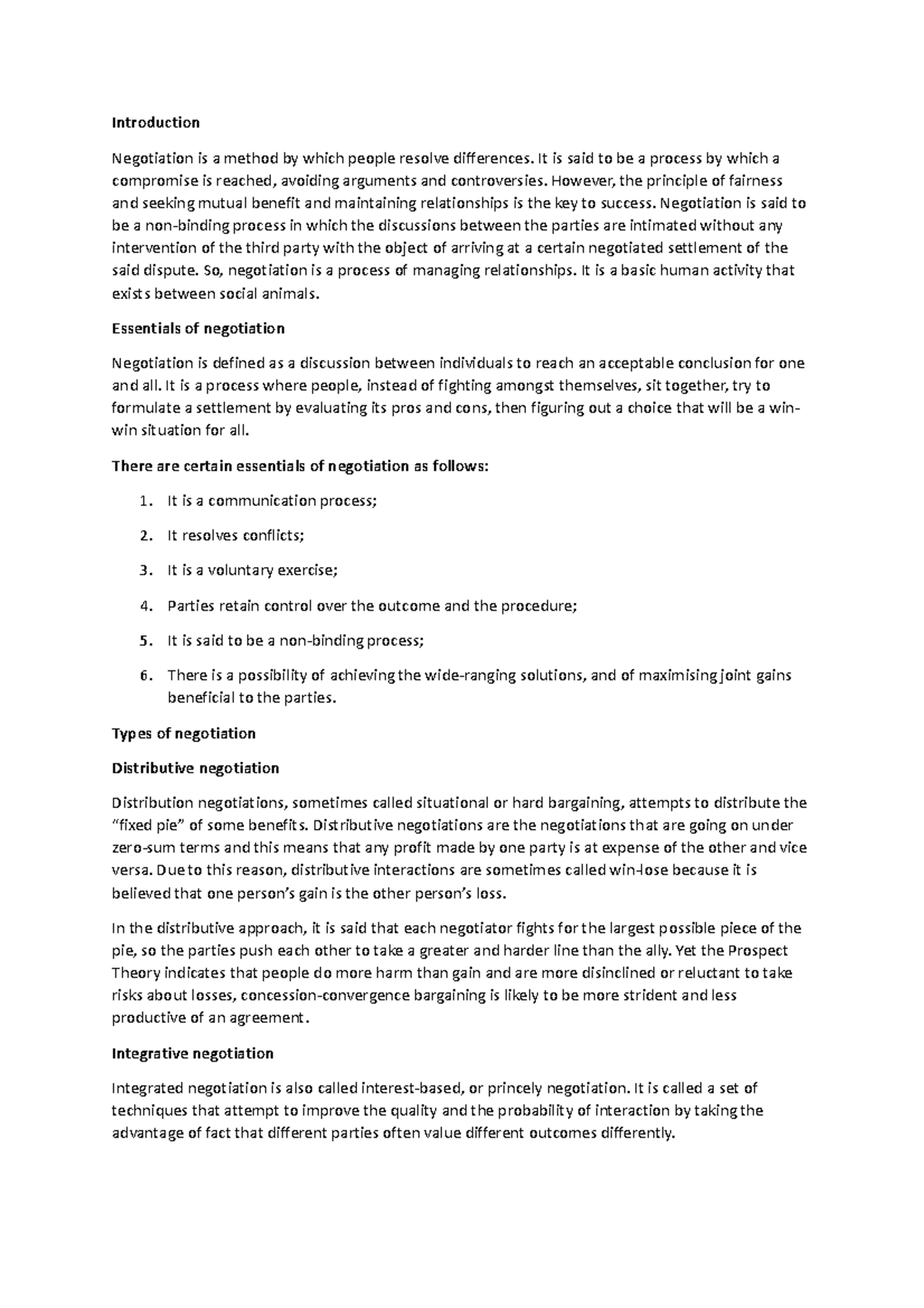 Negotiation - Introduction Negotiation is a method by which people ...