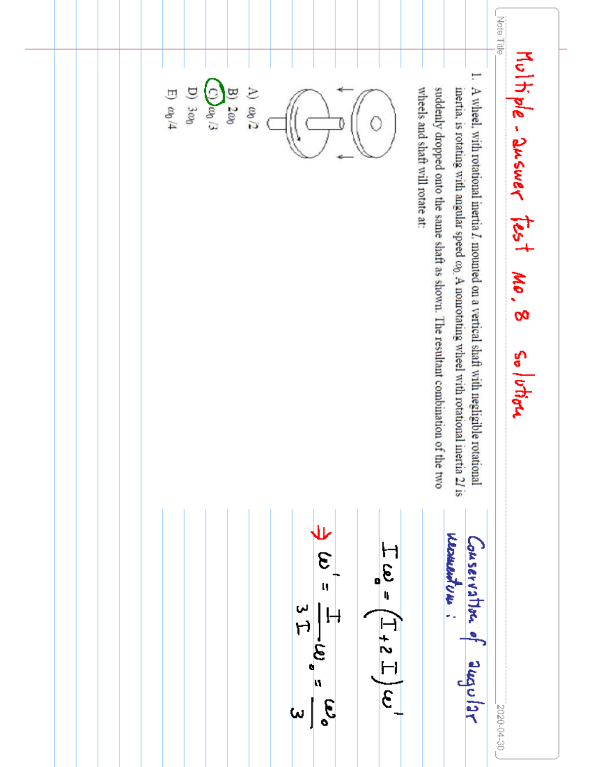 Multiple answer test no 8 solution - General Physics I - Studocu