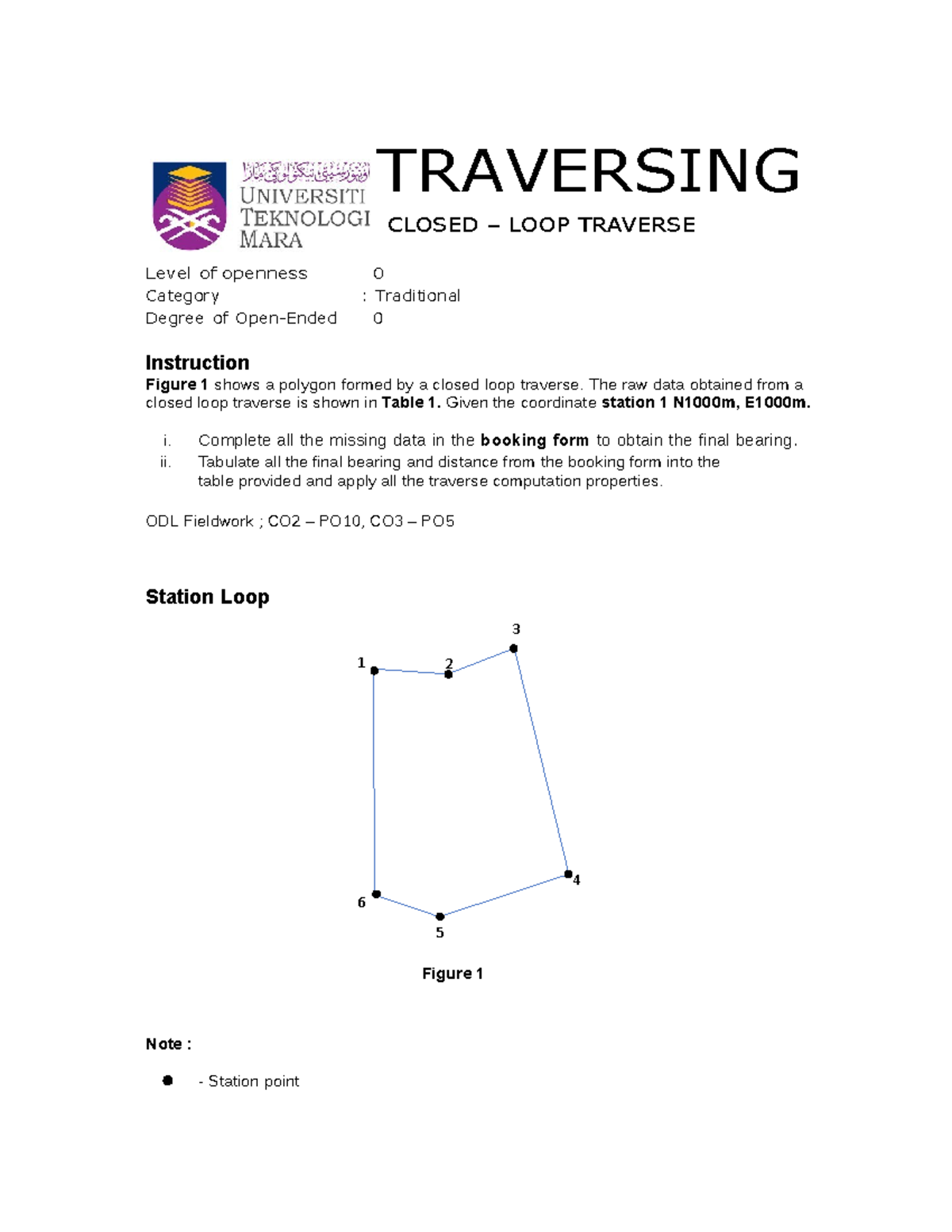 Practical 2- Closed Loop Traverse - Field Work Data - civi; engineering ...