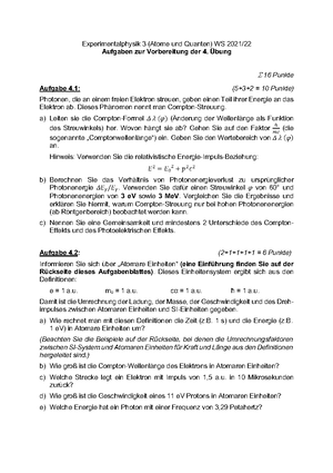 Übung 02 Aufgaben WS2122 - Experimentalphysik 3b (Atome und Quanten) WS ...