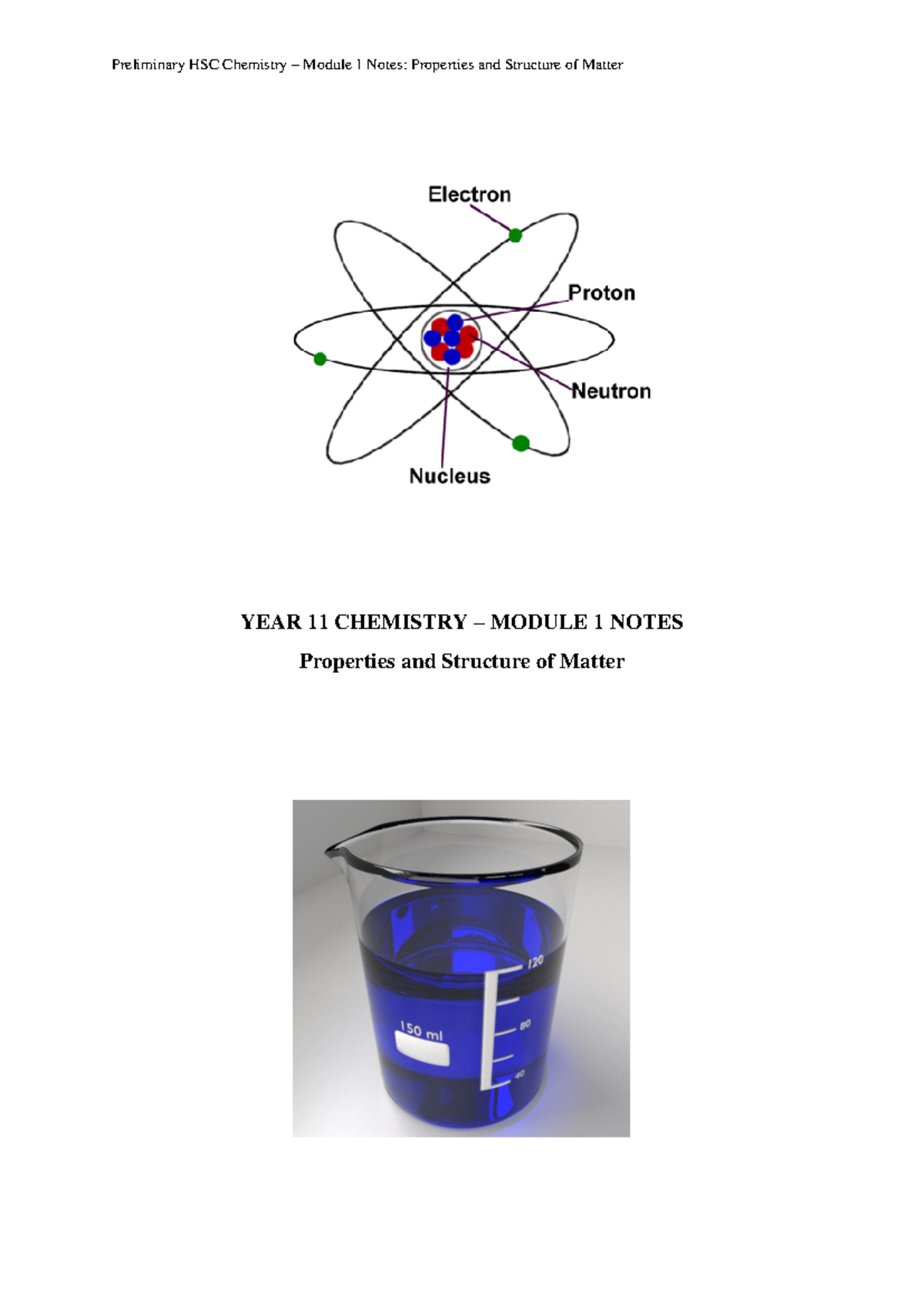 Chem Notes - Preliminary HSC Chemistry - All modules (Condensed ...