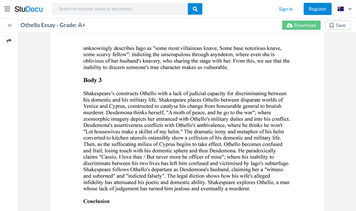 Othello Essay - Grade A+ - Introduction William… 4 - Othello Essay ...