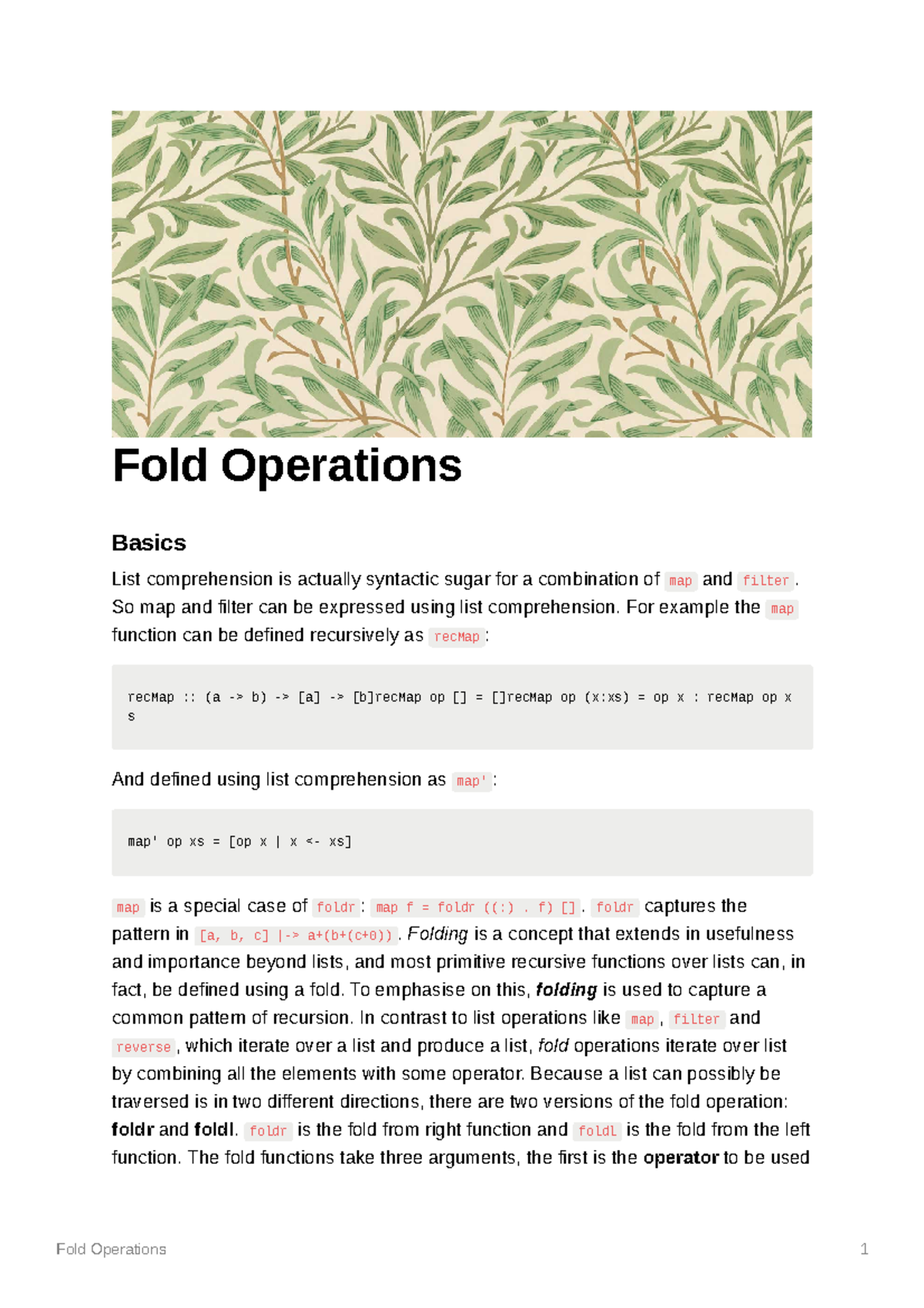 Fold Operations - Fold Operations Basics List comprehension is actually ...