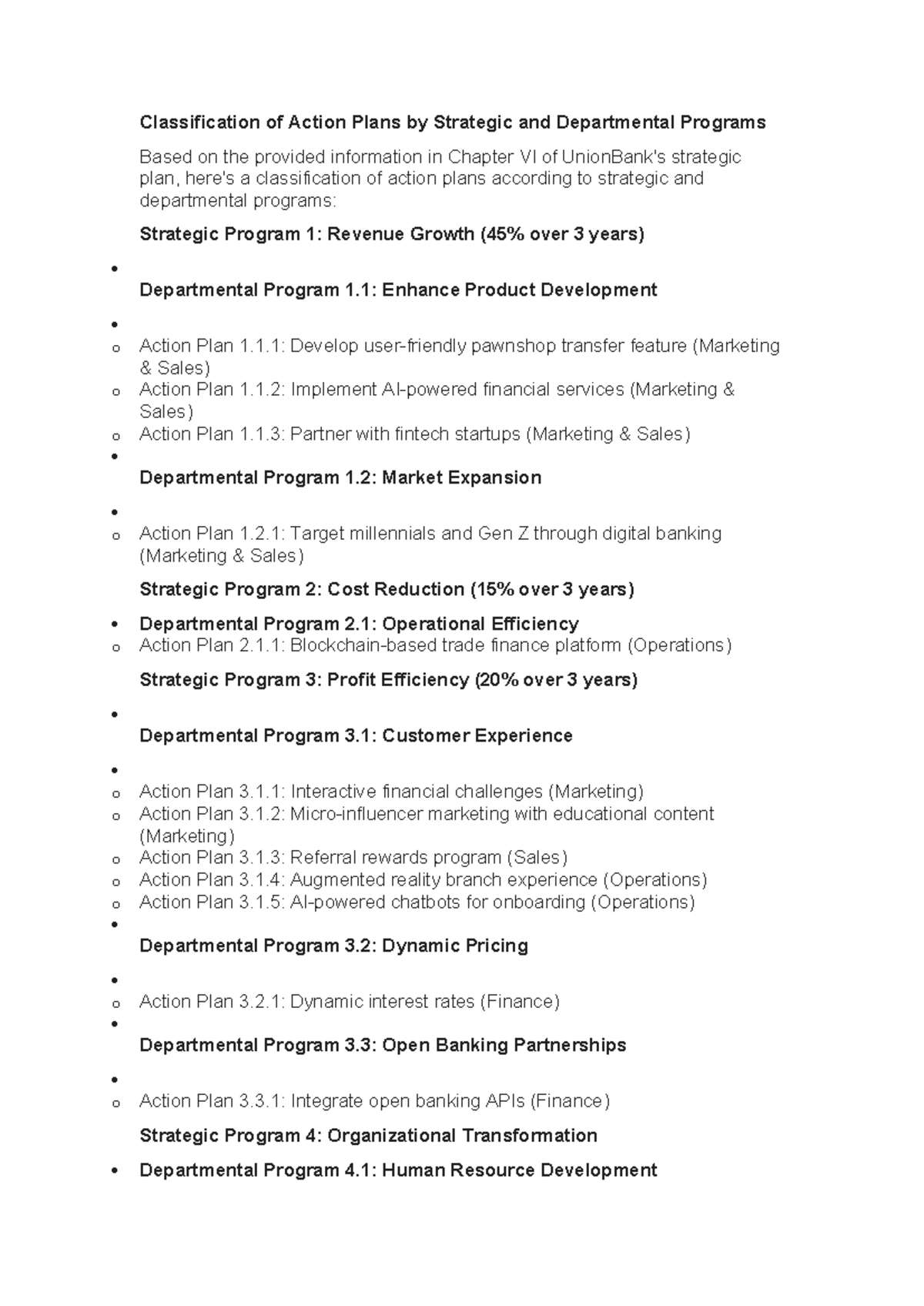 Strategic Programs and Departmental programs - Classification of Action ...