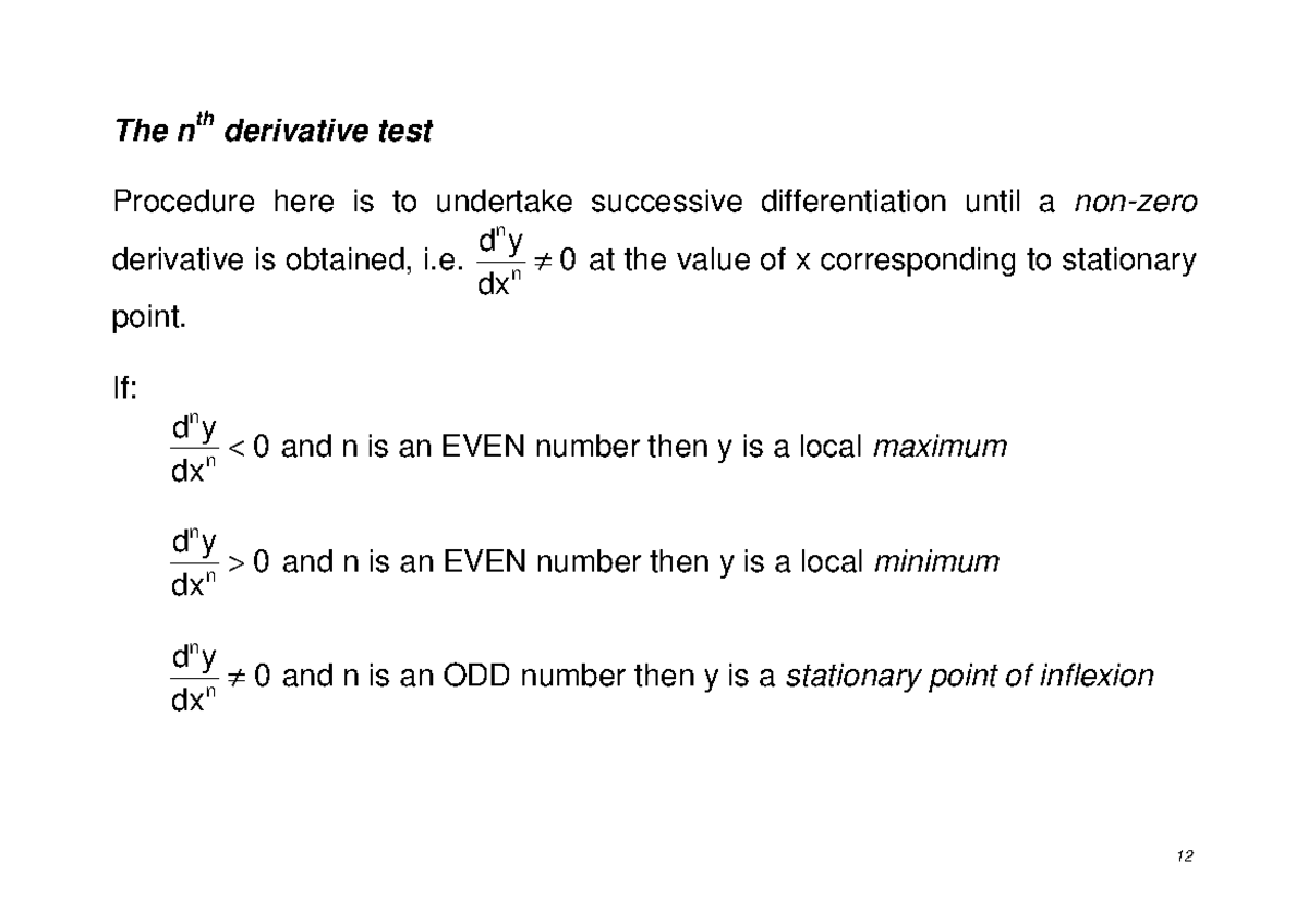 Nth-derivative test - practice materials - The n th derivative test ...