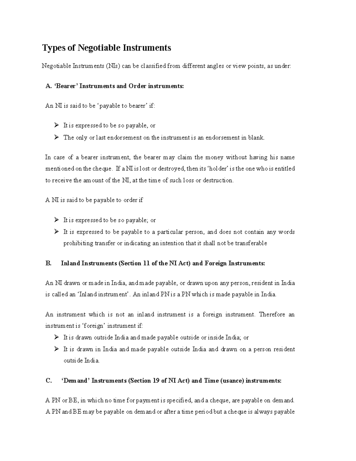 2. Types of Negotiable Instruments - Types of Negotiable Instruments Negotiable Instruments (NIs ...