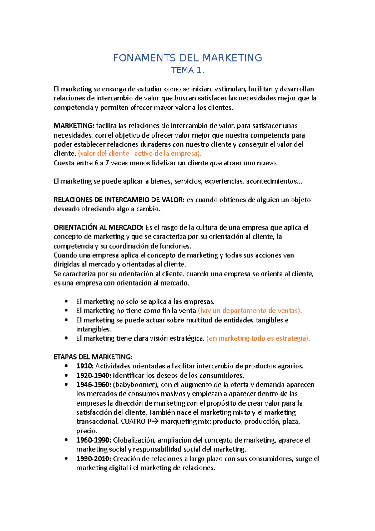 Tema 1 - Tema 1 Marketing resumen temario de clase apuntes - FONAMENTS ...