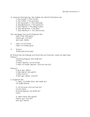 German Class 2 - . wie ist Ihr Name? Ich heiße Nina Weber - Studocu