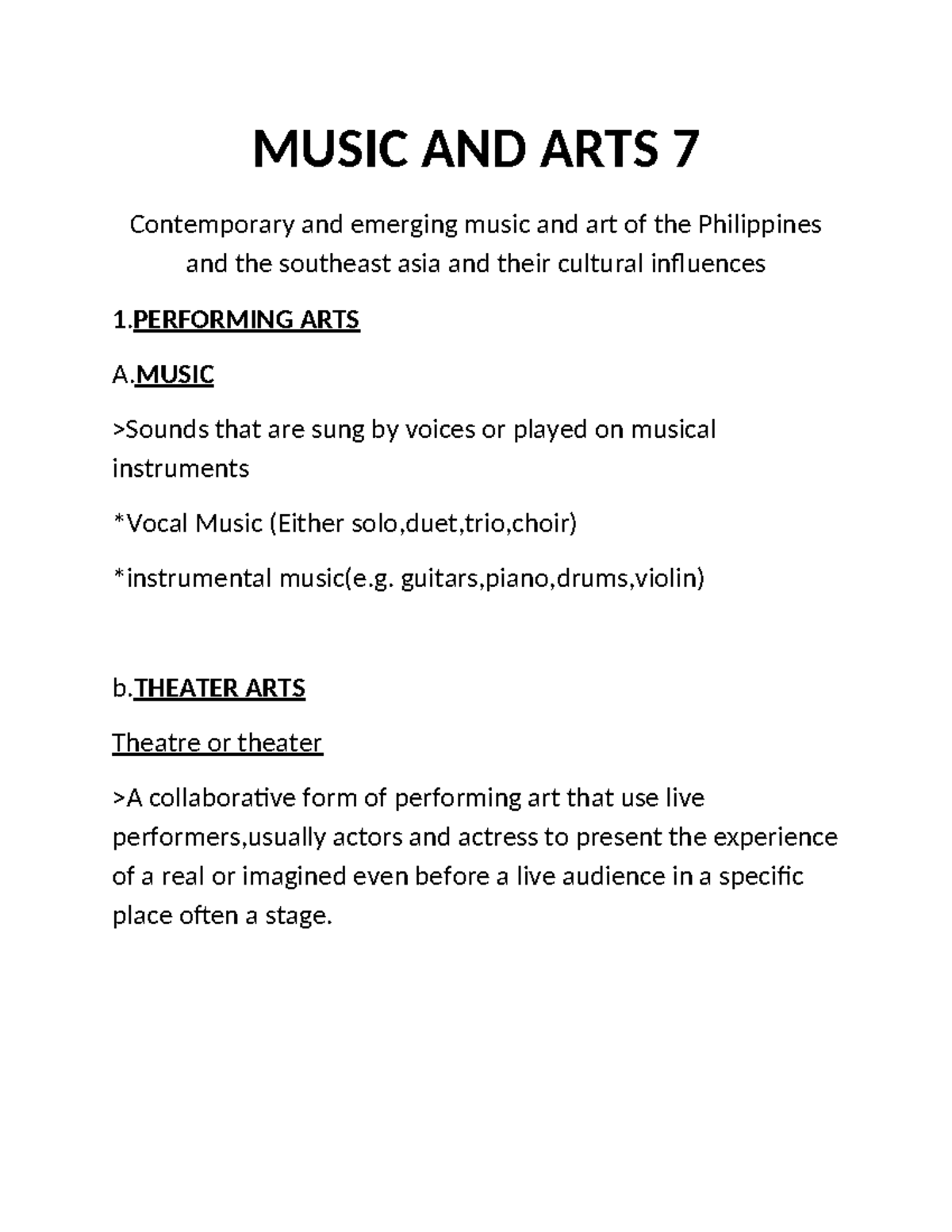Music AND ARTS 7 - MUSIC AND ARTS 7 Contemporary and emerging music and ...