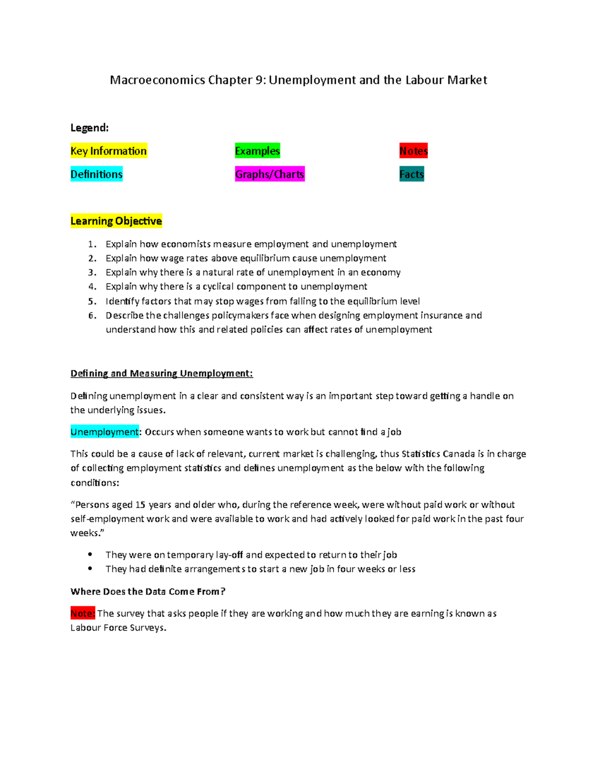Chapter 9 Unemployment and the Labour Market - Unemployment: Occurs ...