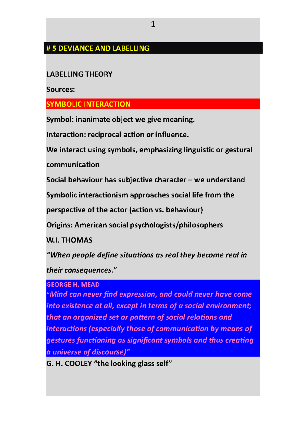 5 Crime - # 5 DEVIANCE AND LABELLING LABELLING THEORY Sources: SYMBOLIC ...